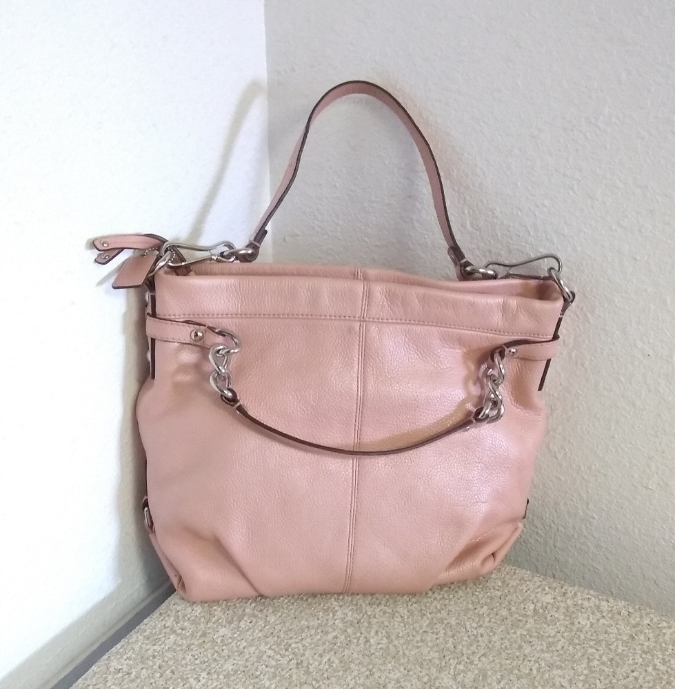 Coach Brooke Pink/Peach Pebbled Leather Bag - Gem
